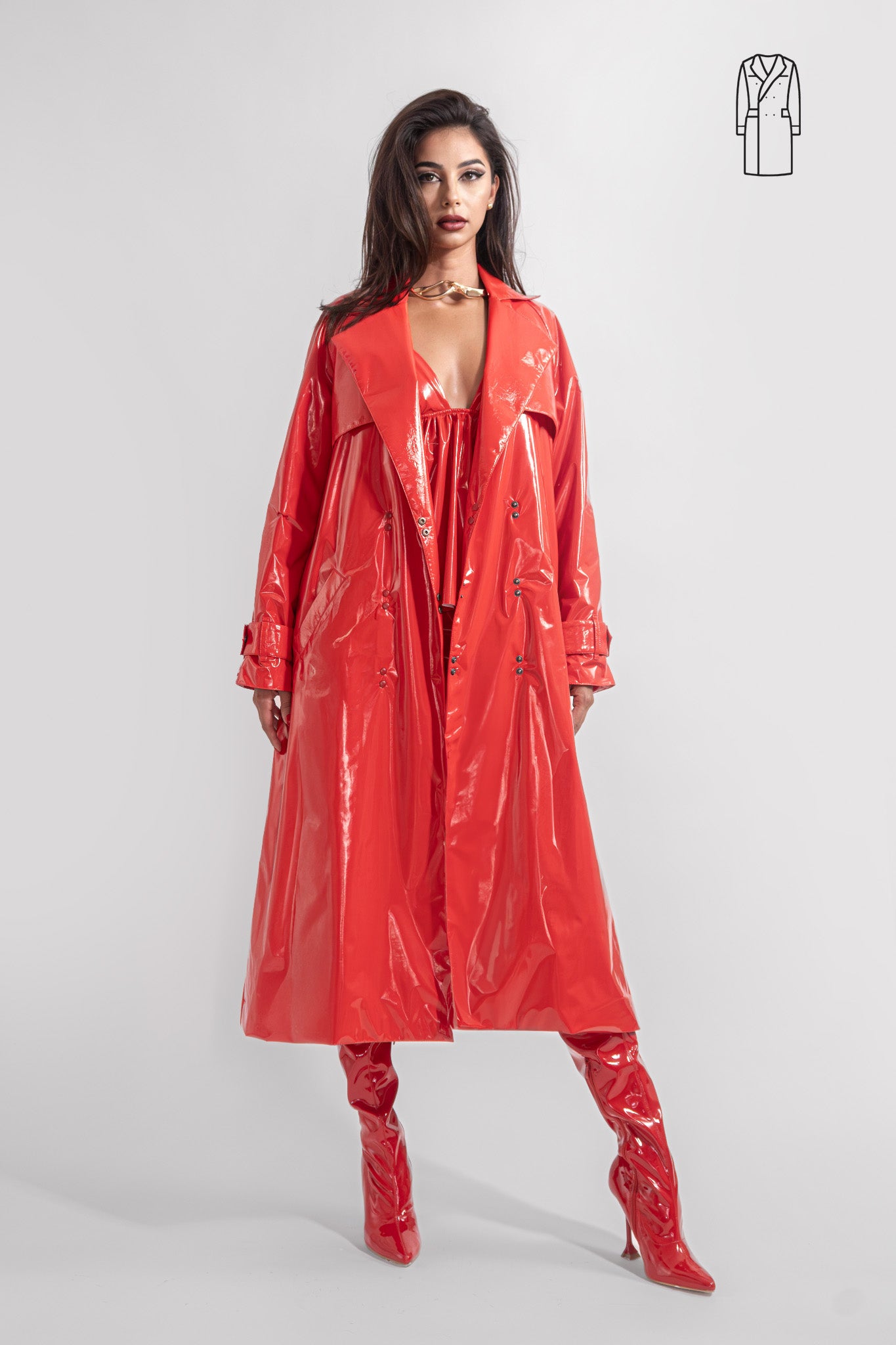 Straight Coat Latex Look - Red – TACRAI