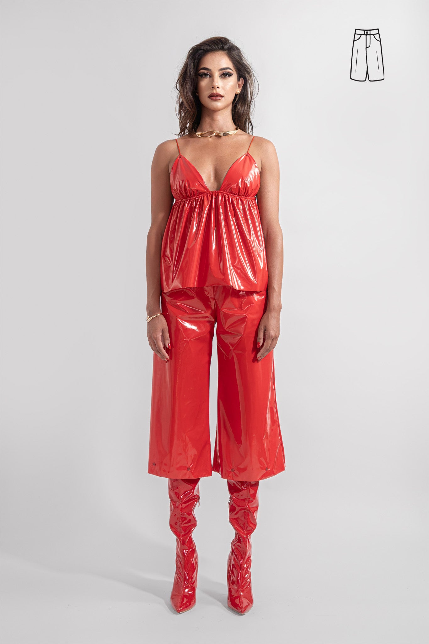 Capri Flare Latex Feel Pants - Red – TACRAI